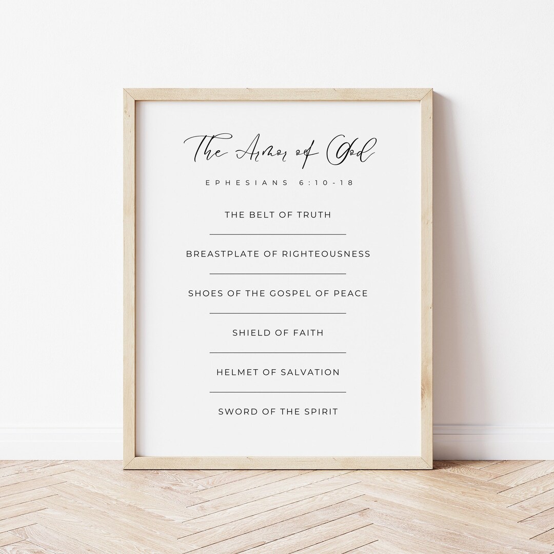 Ephesians 6:10-18, the Armor of God Printable, the Armor of God Poster ...