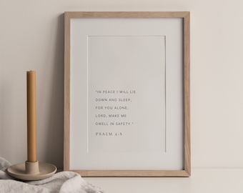 Psalm 4:8 Printable Scripture Wall Art - Etsy