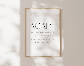AGAPE Christian Typography Print Christian Modern Wall Art Agape ...