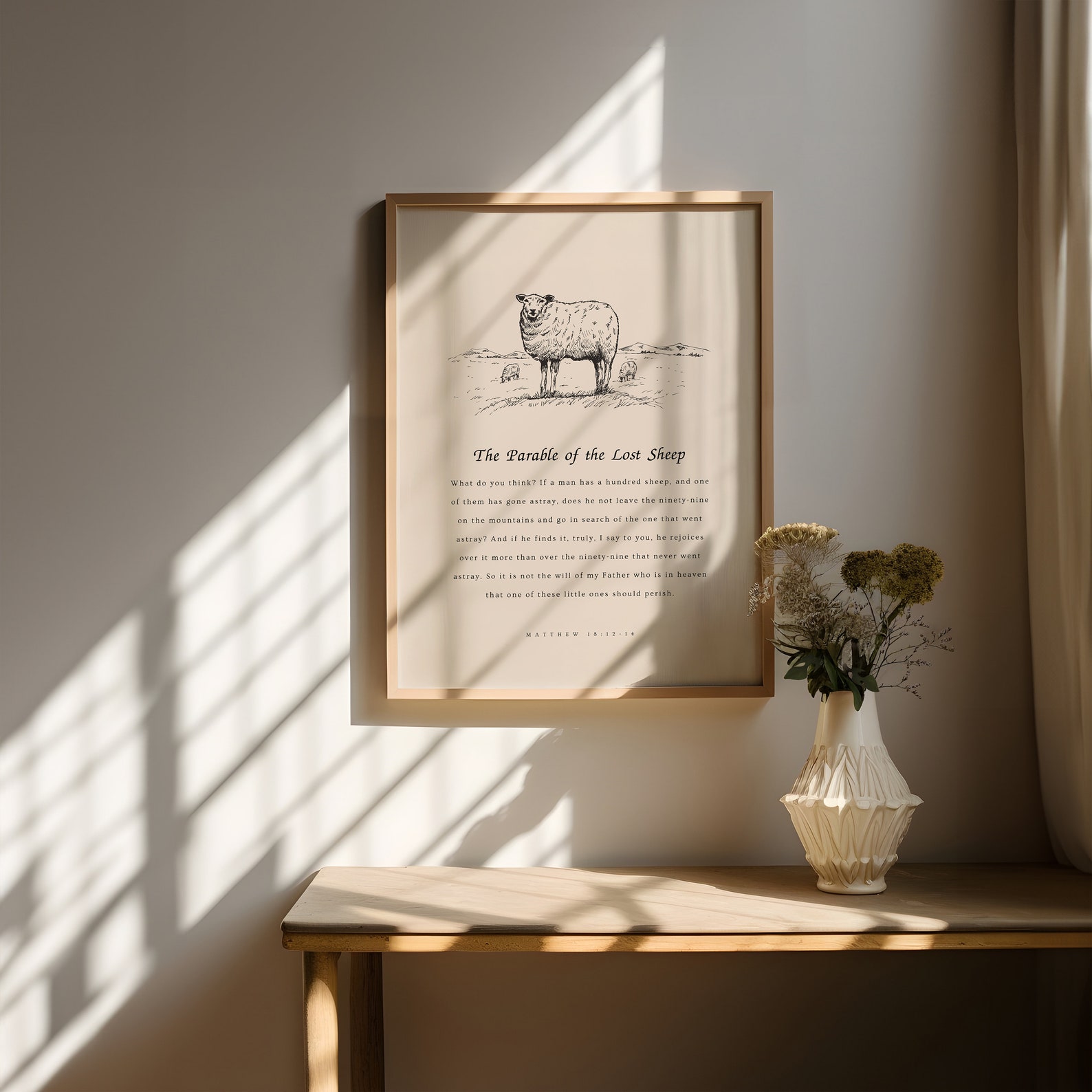 Matthew 18:12-14, the Parable of the Lost Sheep, Vintage Christian Wall ...
