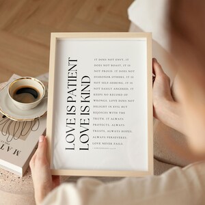 1 Corinthians 13:4-8, Love is Patient Love is Kind Wall Art, Love is ...