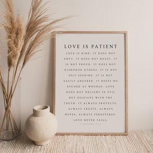 1 Corinthians 13:4-8, Love is Patient Love is Kind Printable, Modern ...