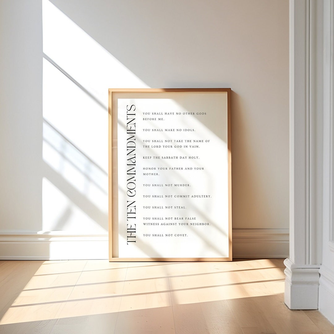 The Ten Commandments Wall Art, the 10 Commandments Printable, Christian ...