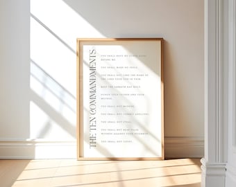 The 10 Commandments Wall Art, Exodus 20 Printable, Christian Bible ...