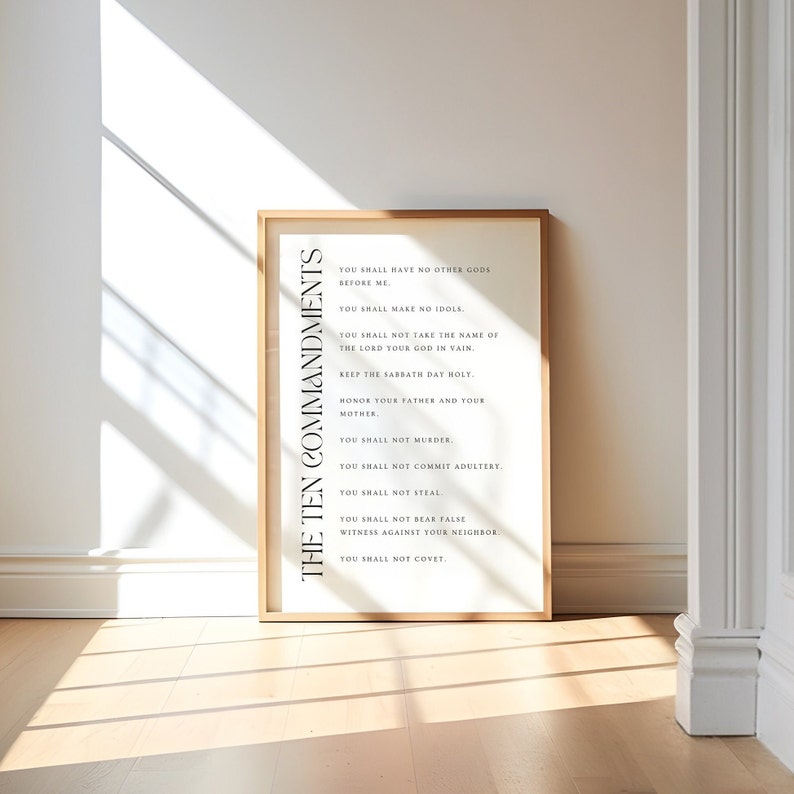 The Ten Commandments Wall Art, the 10 Commandments Printable, Christian ...