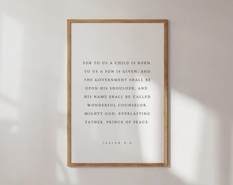 Christmas Scripture Printable Unto Us A Child is Born Isaiah - Etsy