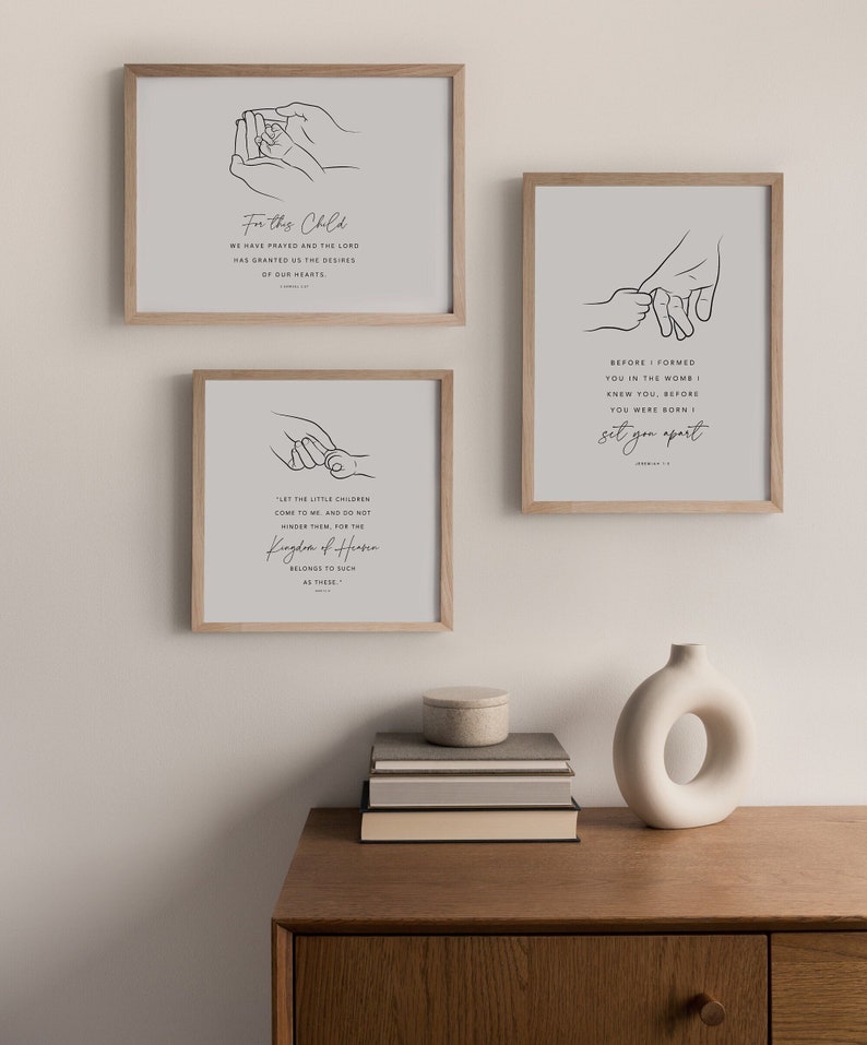 Set of 3 Nursery Bible Verse Wall Art, Nursery Scripture, Christian ...