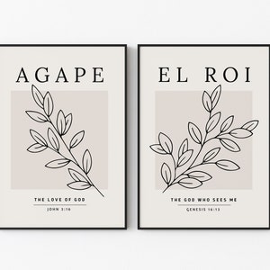 Agape Printable, El Roi Printable, Agape Wall Art, Set of 2 Bible Verse ...