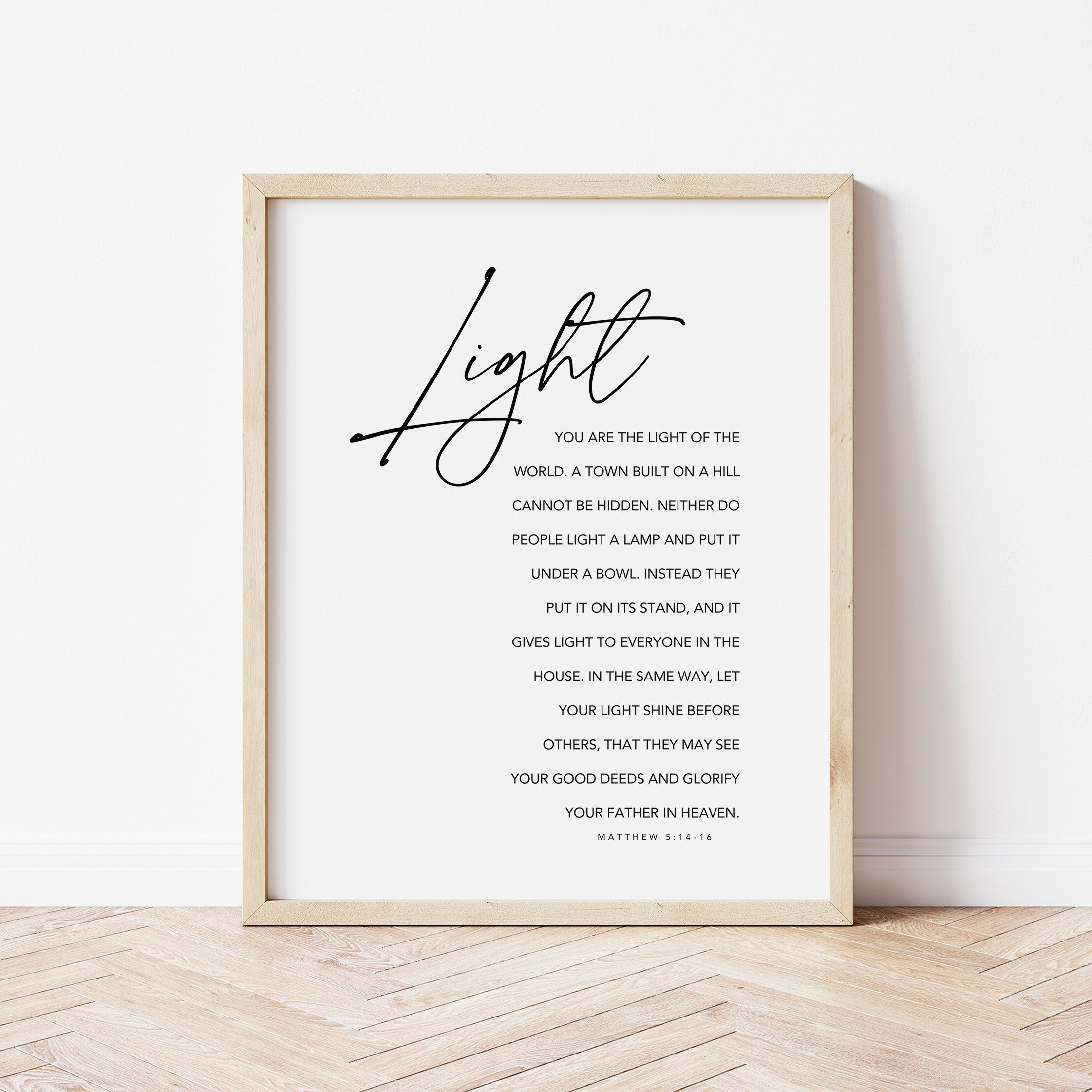 Matthew 5:14-16, You Are the Light of the World, Bible Verse Wall Art ...
