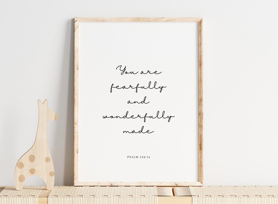 Psalm 139:14, Fearfully & Wonderfully Made, Nursery Bible Verse Wall ...