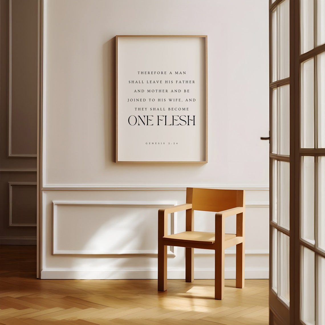 Genesis 2:24, They Shall Become One Flesh, Christian Wedding Prints ...