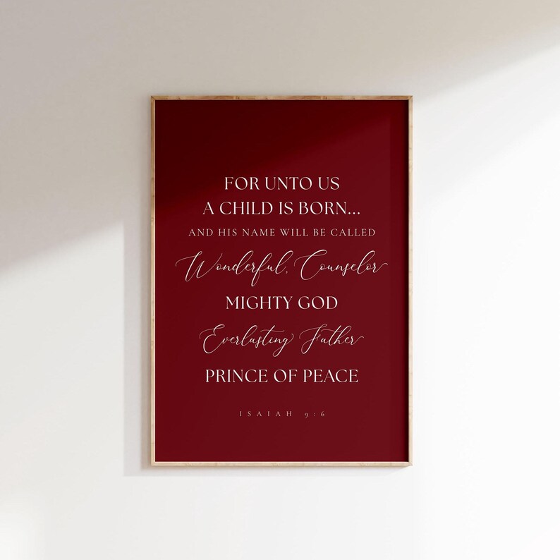 Isaiah 9:6, for Unto Us a Child is Born Printable, Christian Christmas ...