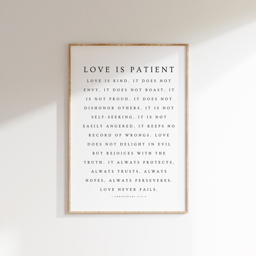 1 Corinthians 13:4-8, Love is Patient Love is Kind Printable, Modern ...