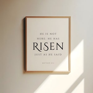 Matthew 28:6, He is Not Here He Has Risen, He is Risen Printable ...