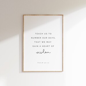 Psalm 90:12, Teach Us to Number Our Days, Bible Verse Printable Wall ...