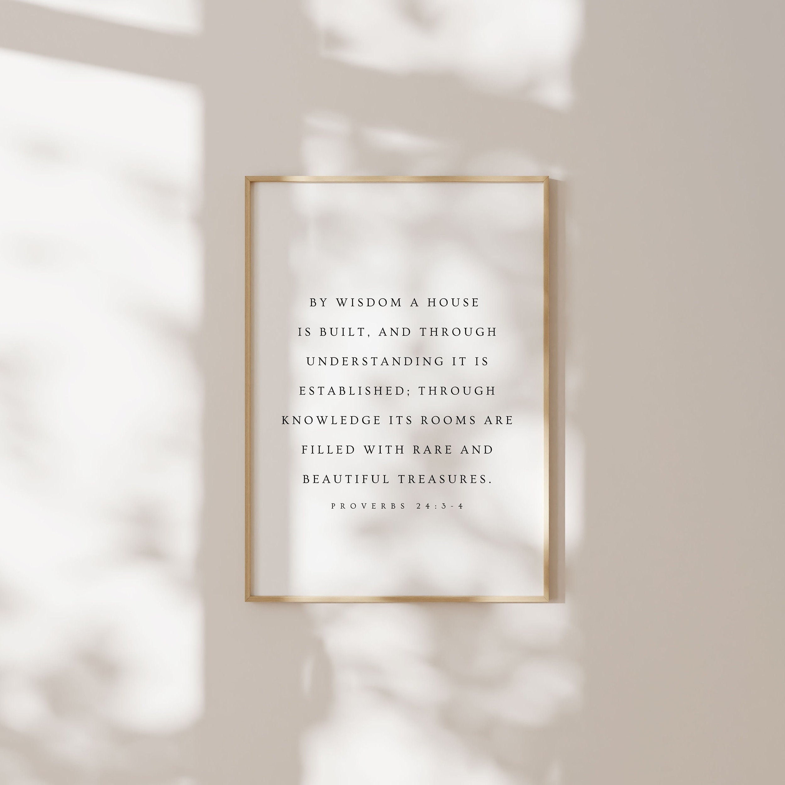 Proverbs 24:3-4, by Wisdom a House is Built, Modern Christian Printable ...
