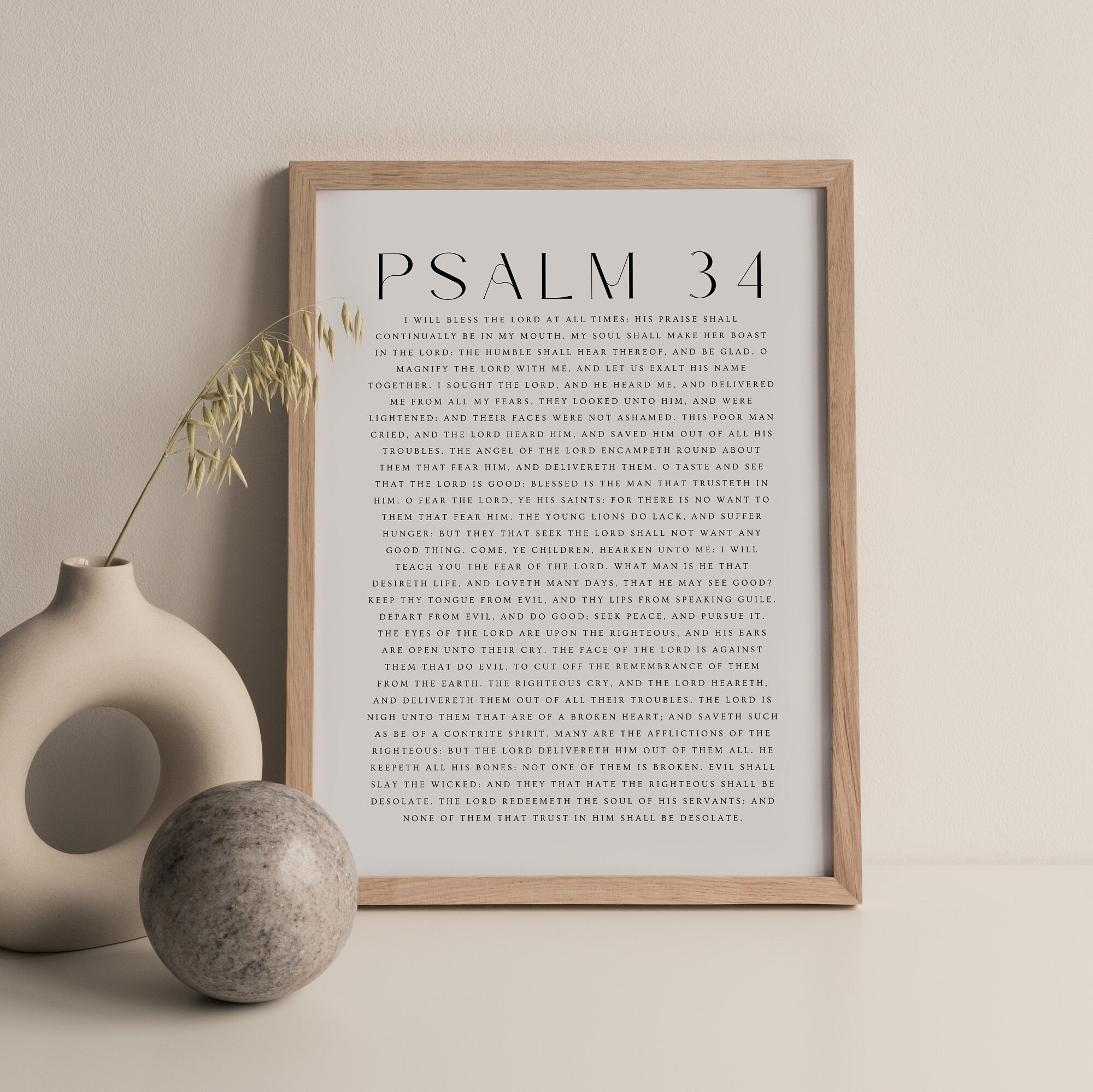 Psalm 34 Print Bible Verse Printable Wall Art Christian - Etsy