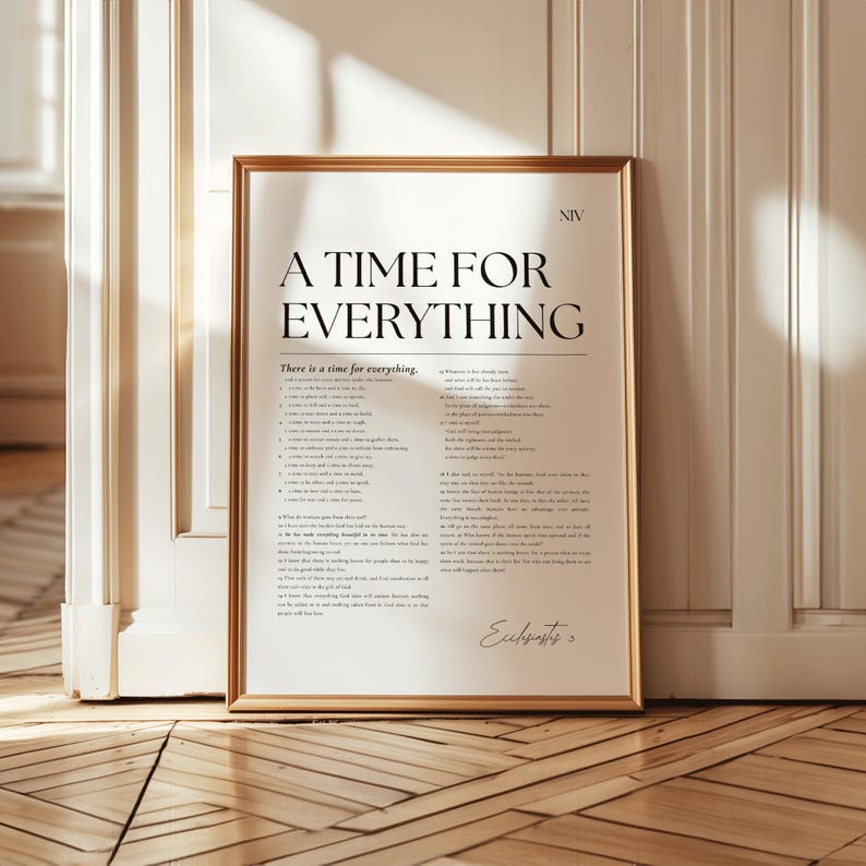 Ecclesiastes 3, A Time for Everything, Christian Printable Wall Art ...