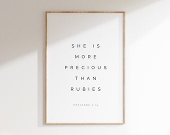 She is More Precious Than Rubies - Gold Foil Print - Inspirational ...