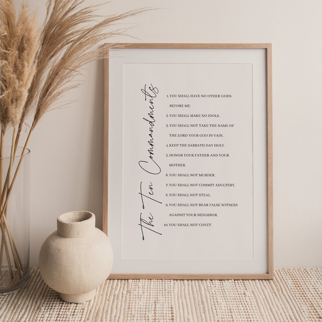 The Ten Commandments Bible Verse Wall Art, Ten Commandments Printable ...