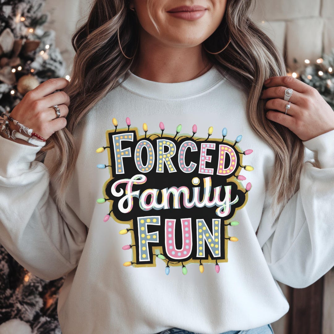 Forced Family Fun Christmas PNG | Retro Holiday Typography Design, Bold ...