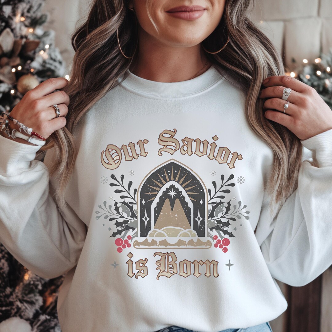 Our Savior is Born Light in Darkness Christmas PNG Vintage Holiday ...