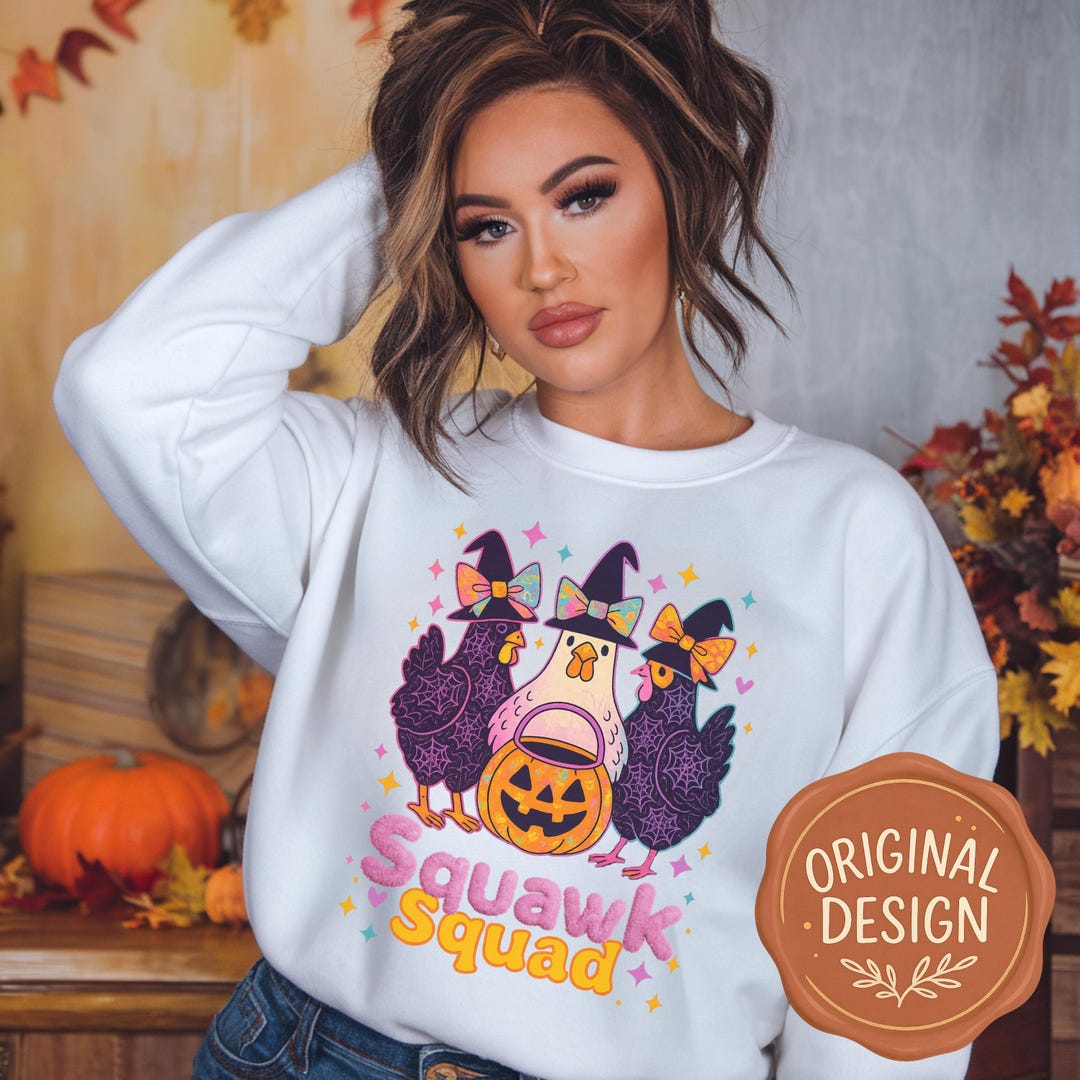 Squawk Squad Witch Halloween Chicken PNG Funny Fall Farm Chicken ...