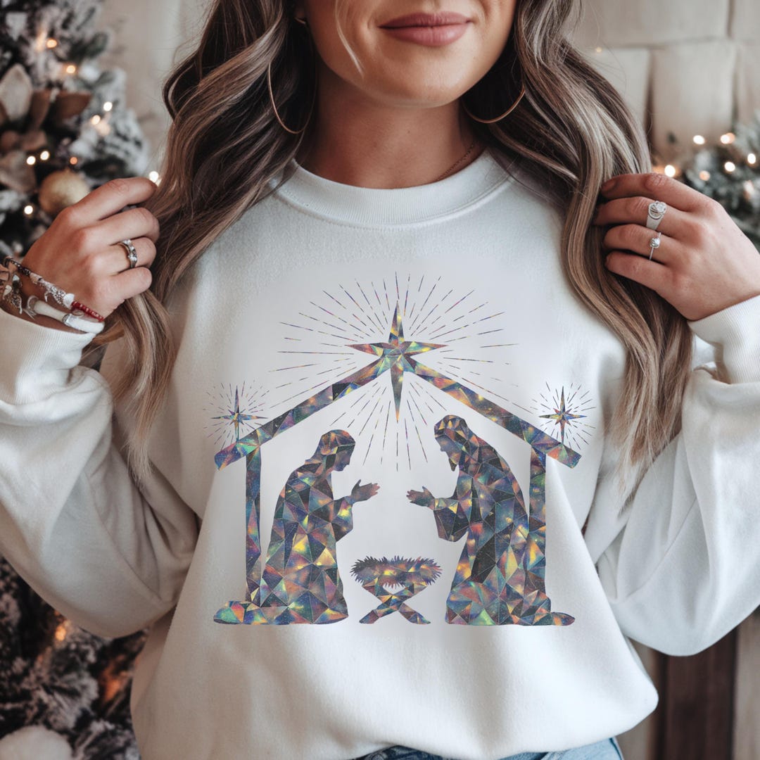 Iridescent Prism Nativity Scene PNG, Opal Stone Embellishments Retro ...