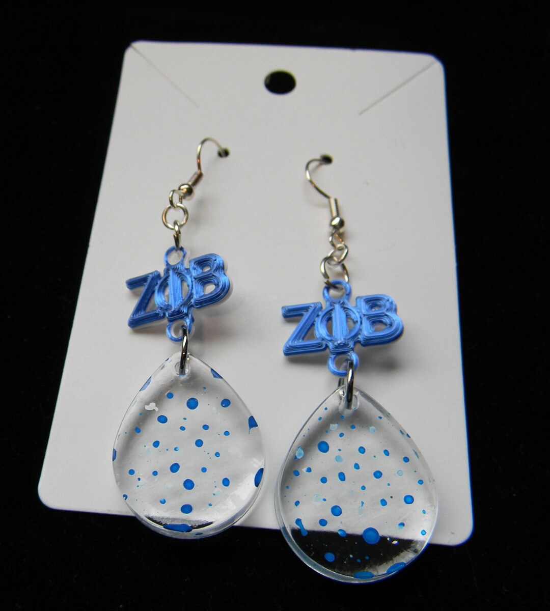 Zeta Phi Beta Speckled Tear Drop Earrings bluezphib - Etsy