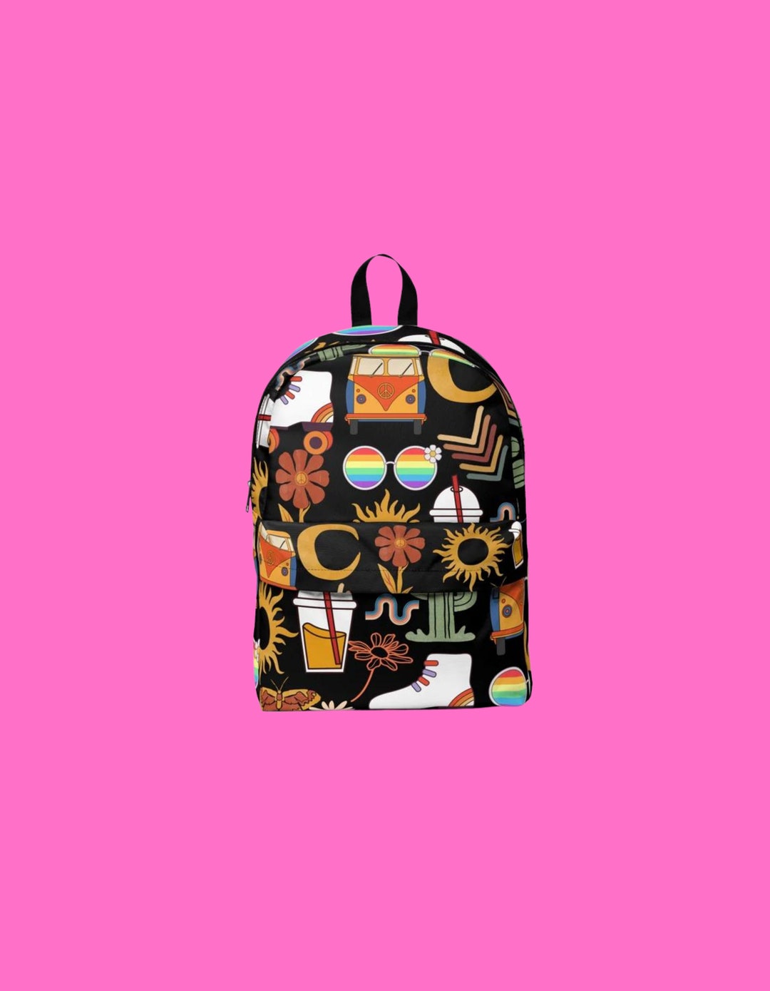 Cool Retro Cactus Backpack, Groovy Coffee Book Bag, Unique Grown Womens ...