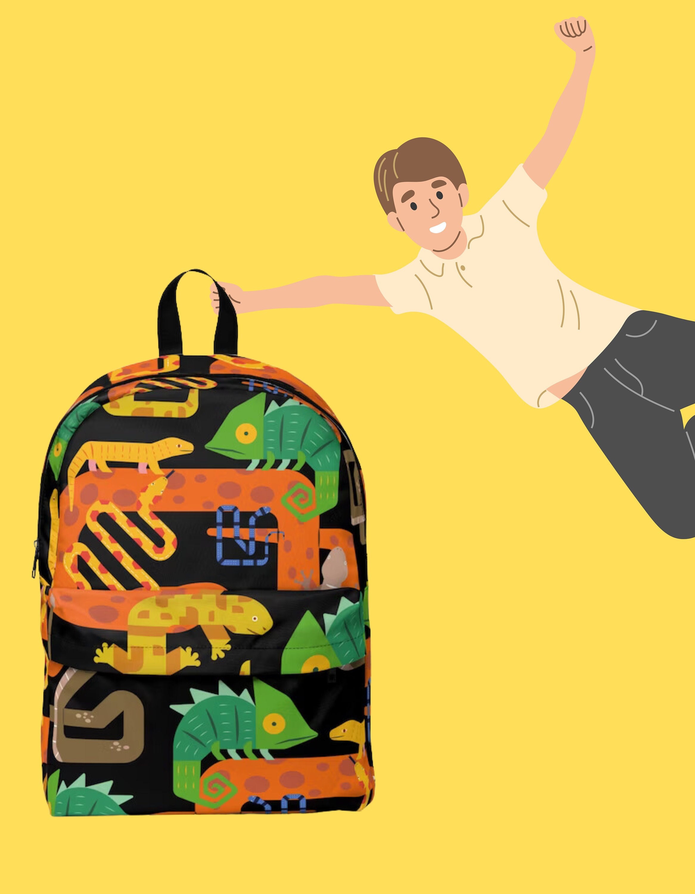 Boys Snakes and Lizards Backpack, Unique Reptiles School Pack, Kids ...