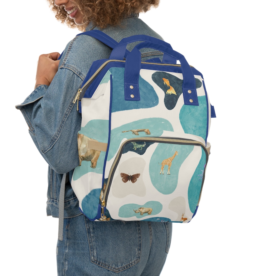 Animal Theme Diaper Backpack, Giraffe Zoo Diaper Bag, Fish Polka Dots ...