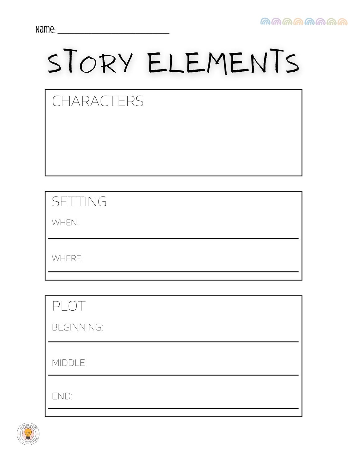 Simple Story Elements Worksheet (characters, Setting, Plot, Story ...