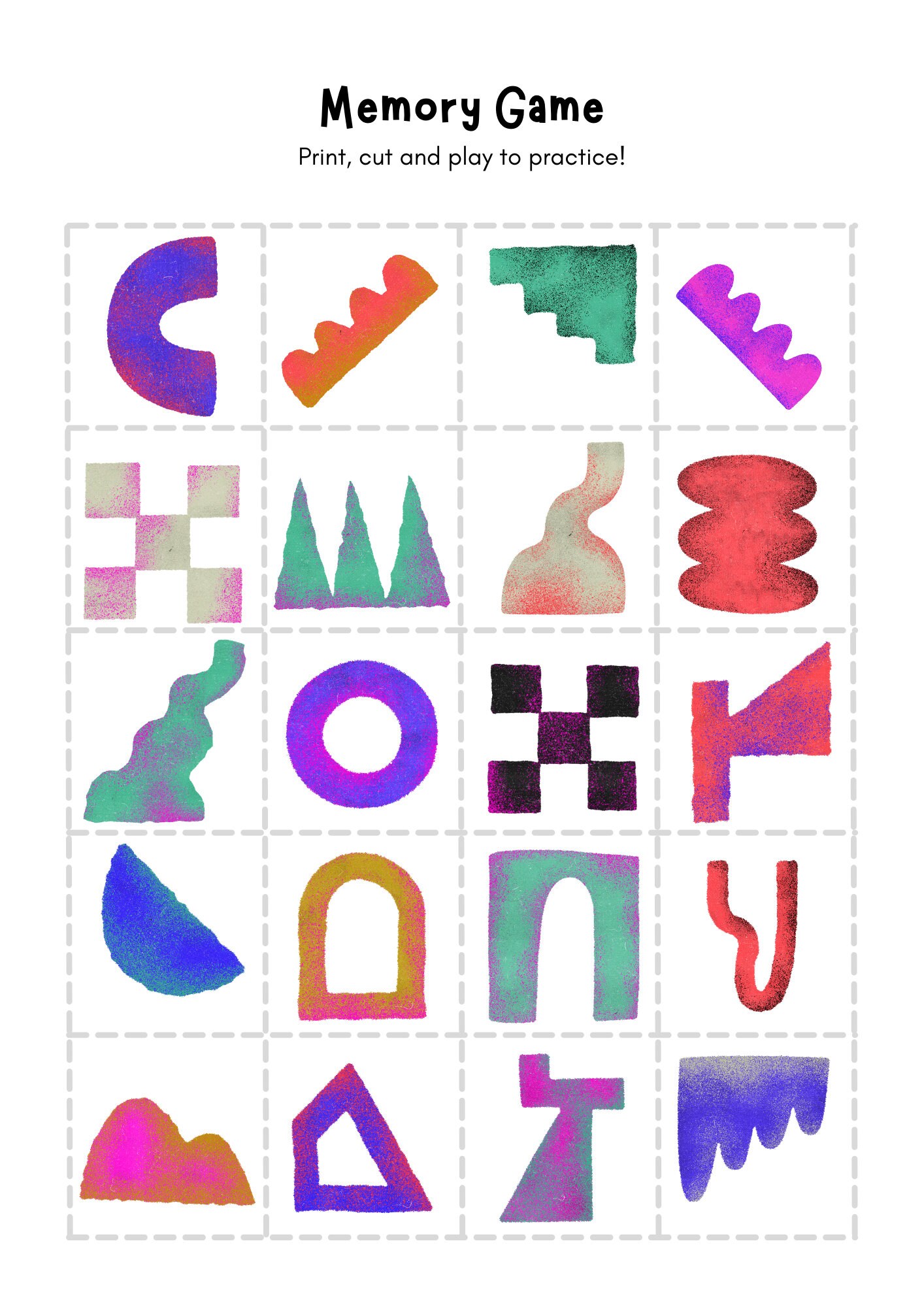 Memory Game Printable (no Prep Digital Download) - Etsy