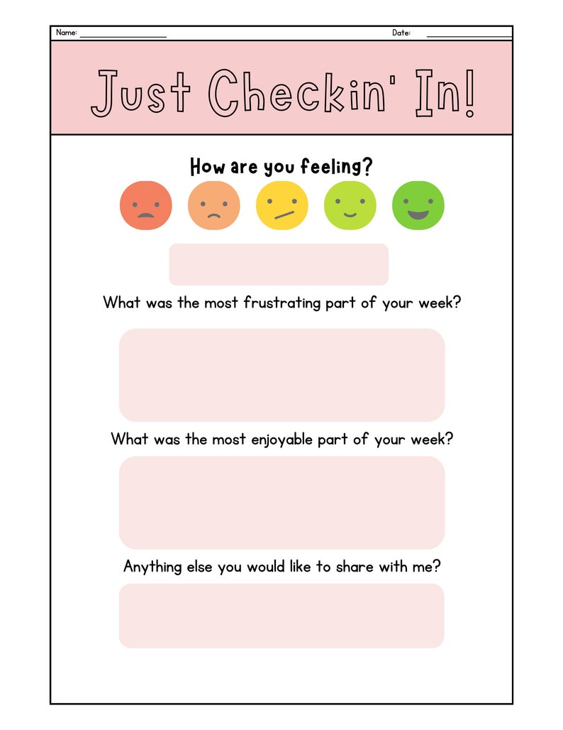 Student Wellbeing Check-in & Reflection Bundle (visuals, Emojis ...