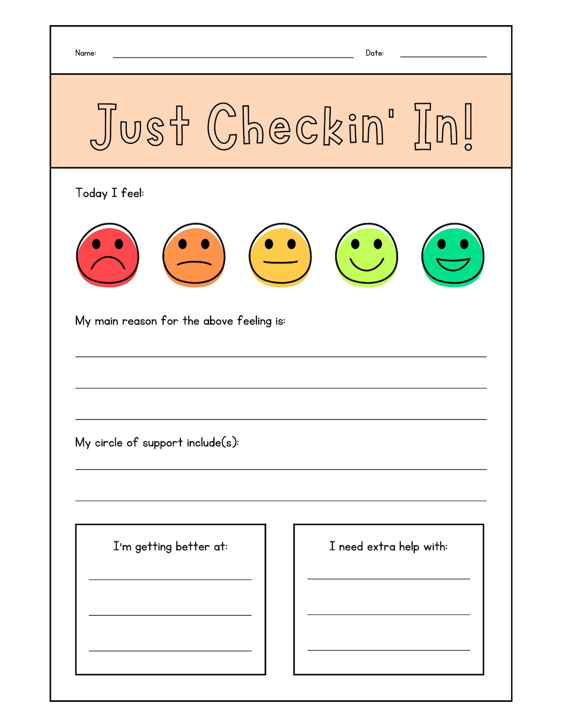Student Wellbeing Check-in & Reflection Bundle (visuals, Emojis ...