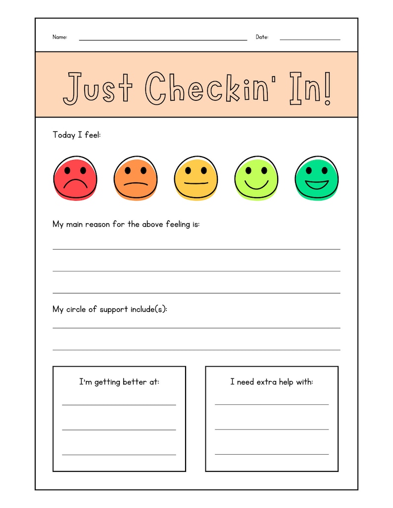 Student Wellbeing Check-in & Reflection Bundle (visuals, Emojis ...
