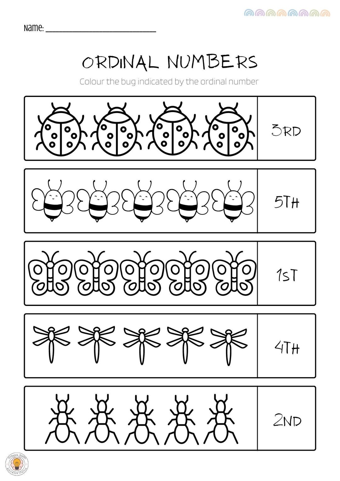Ordinal Numbers Worksheet (early Years) - Etsy