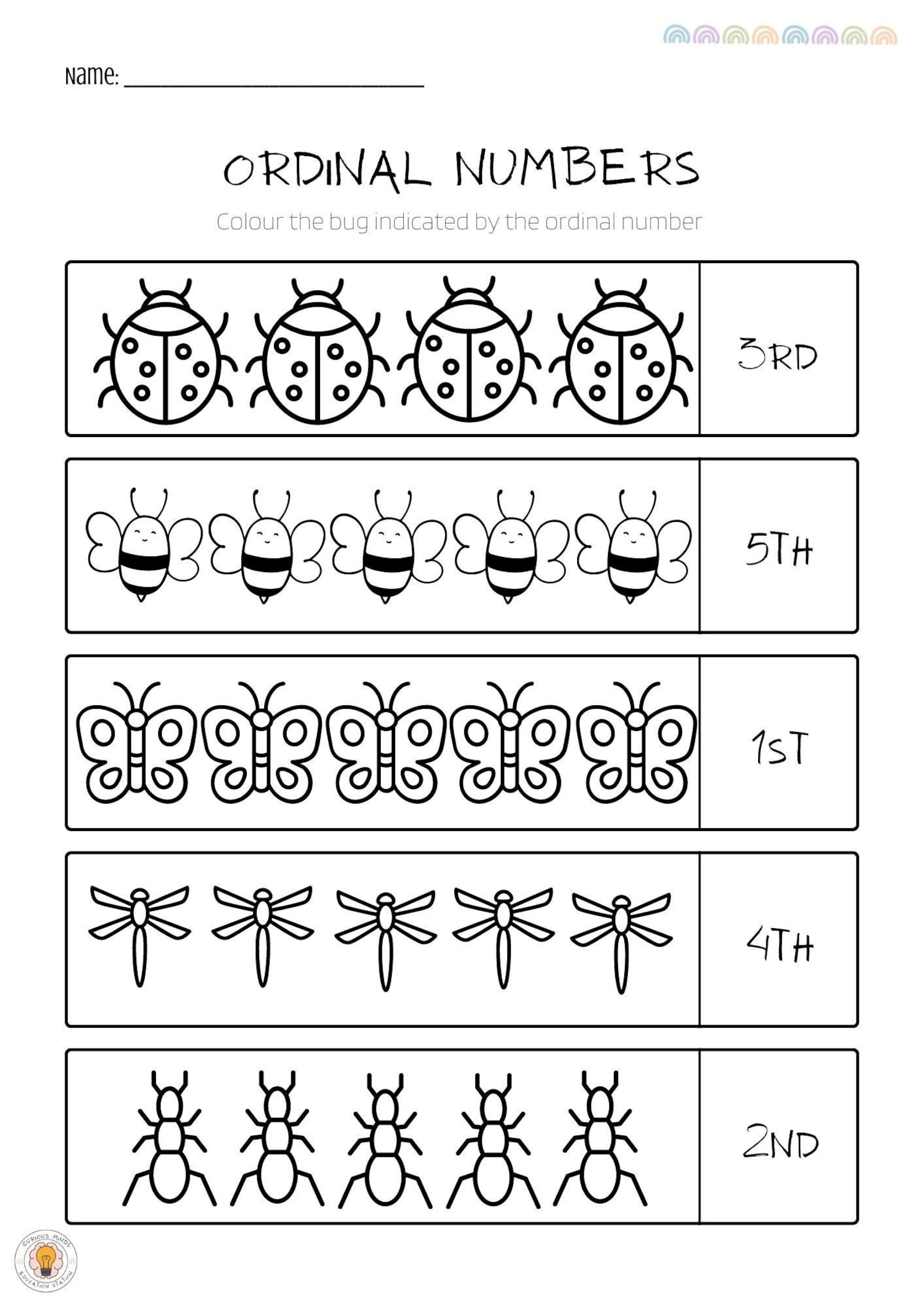 Ordinal Numbers Worksheet (early Years) - Etsy