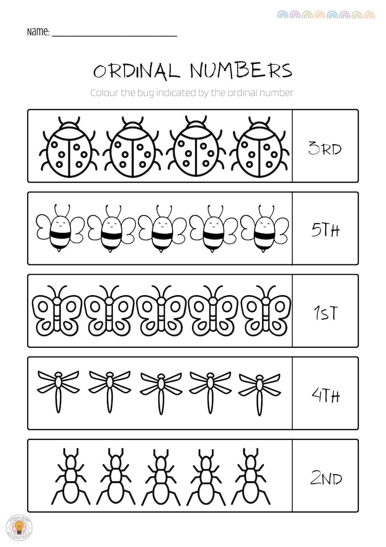 Ordinal Numbers Worksheet (early Years) - Etsy