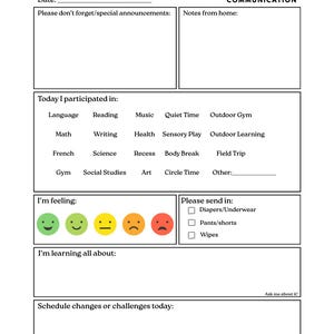 Daily Communication Sheets for Home and School (autism, Special ...