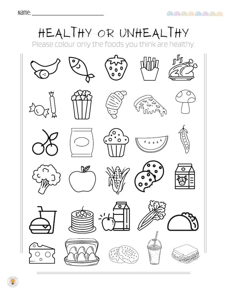 Early Years Healthy or Unhealthy Worksheet - Etsy