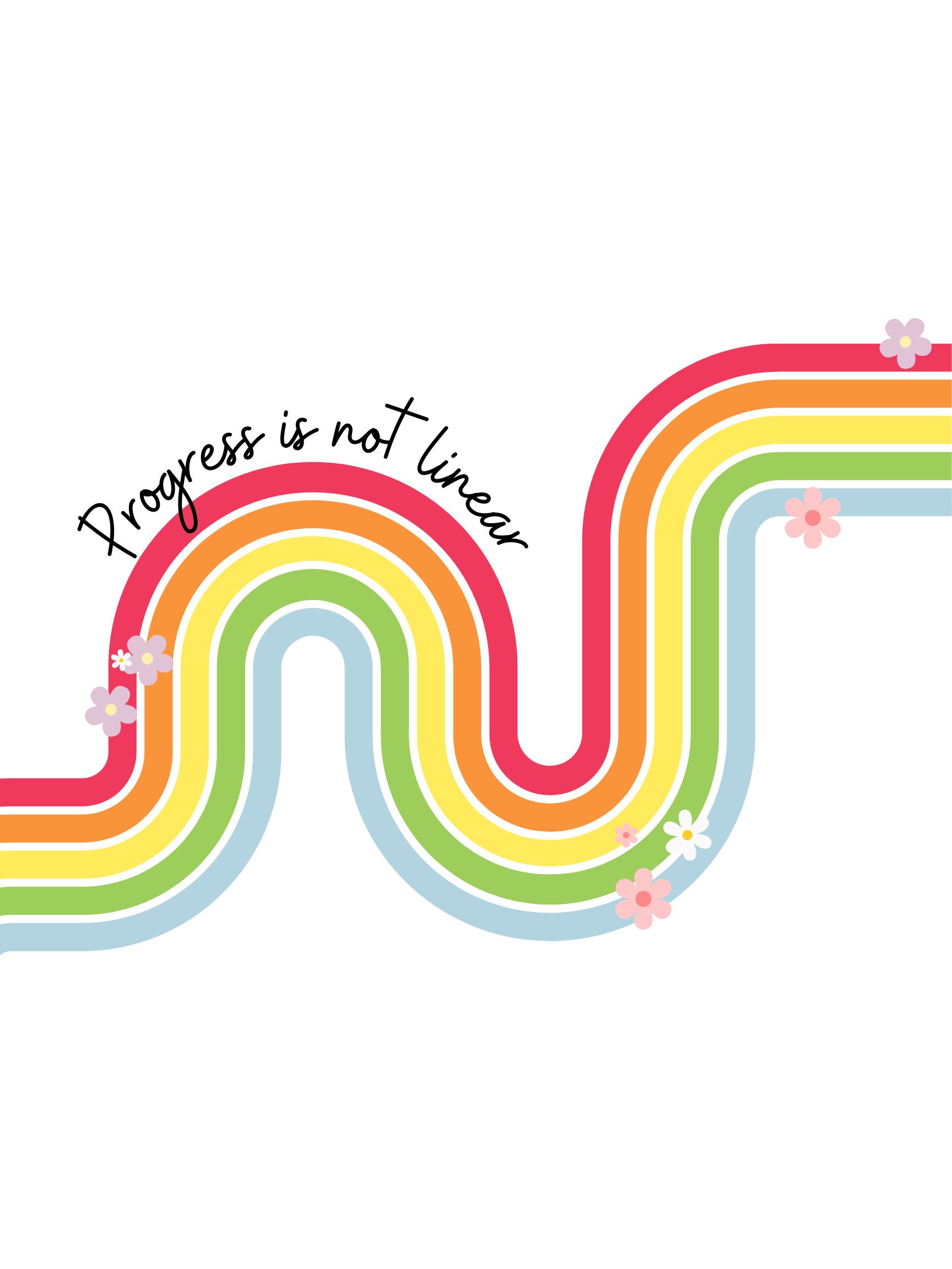 Progress is Not Linear Poster (rainbow, Flower Design; Printable ...