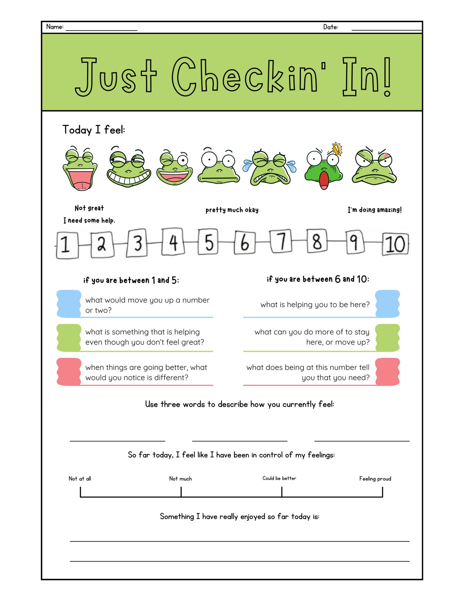 Student Wellbeing Check-in & Reflection Bundle (visuals, Emojis ...