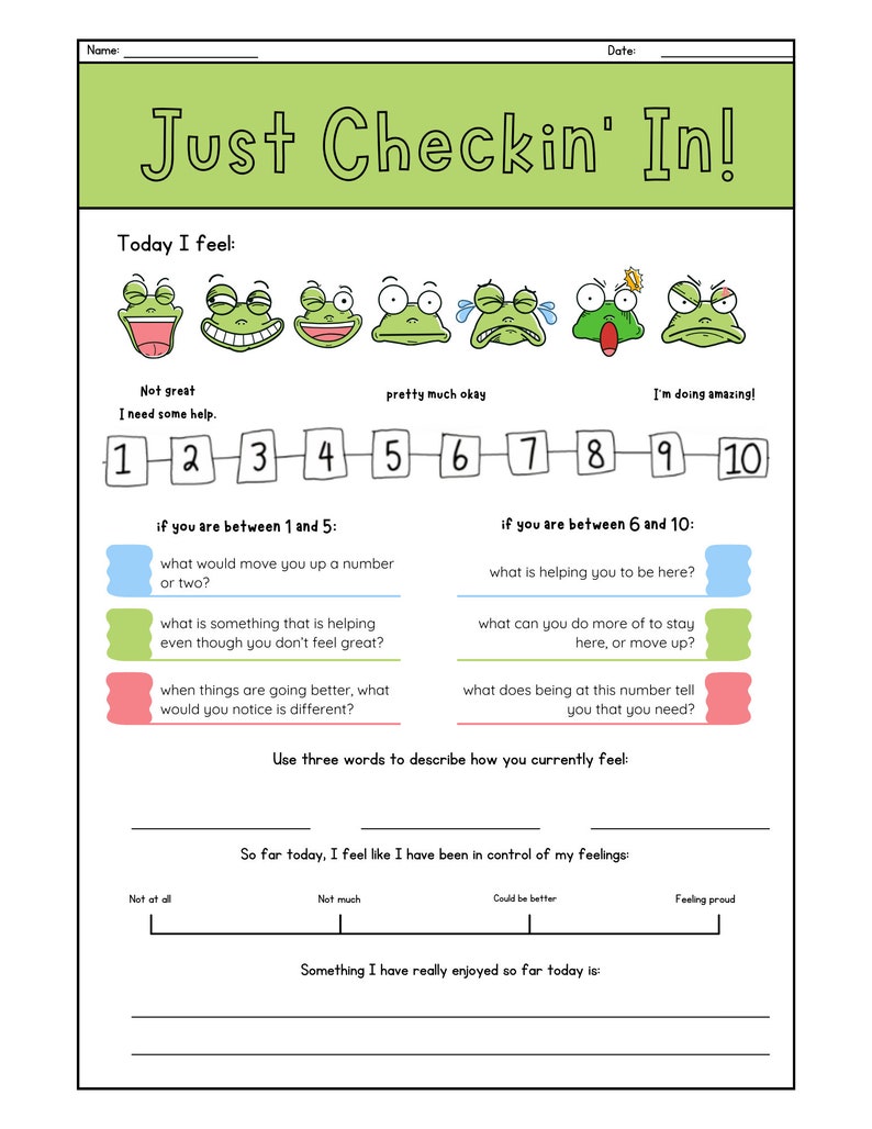 Student Wellbeing Check-in & Reflection Bundle (visuals, Emojis ...