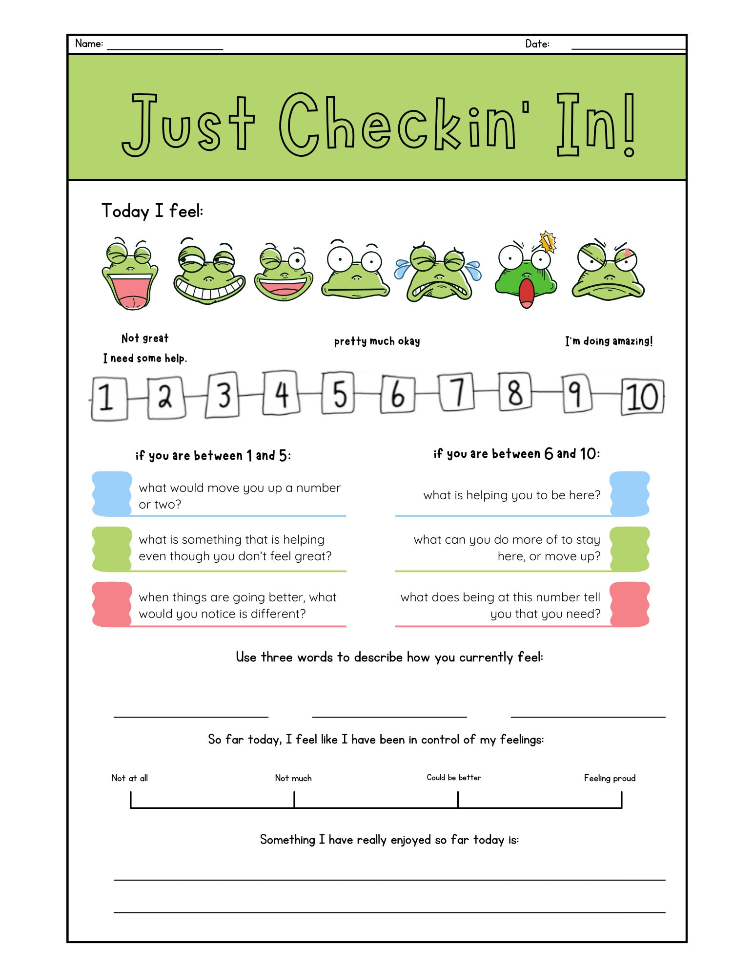 Student Wellbeing Check-in & Reflection Bundle (visuals, Emojis ...