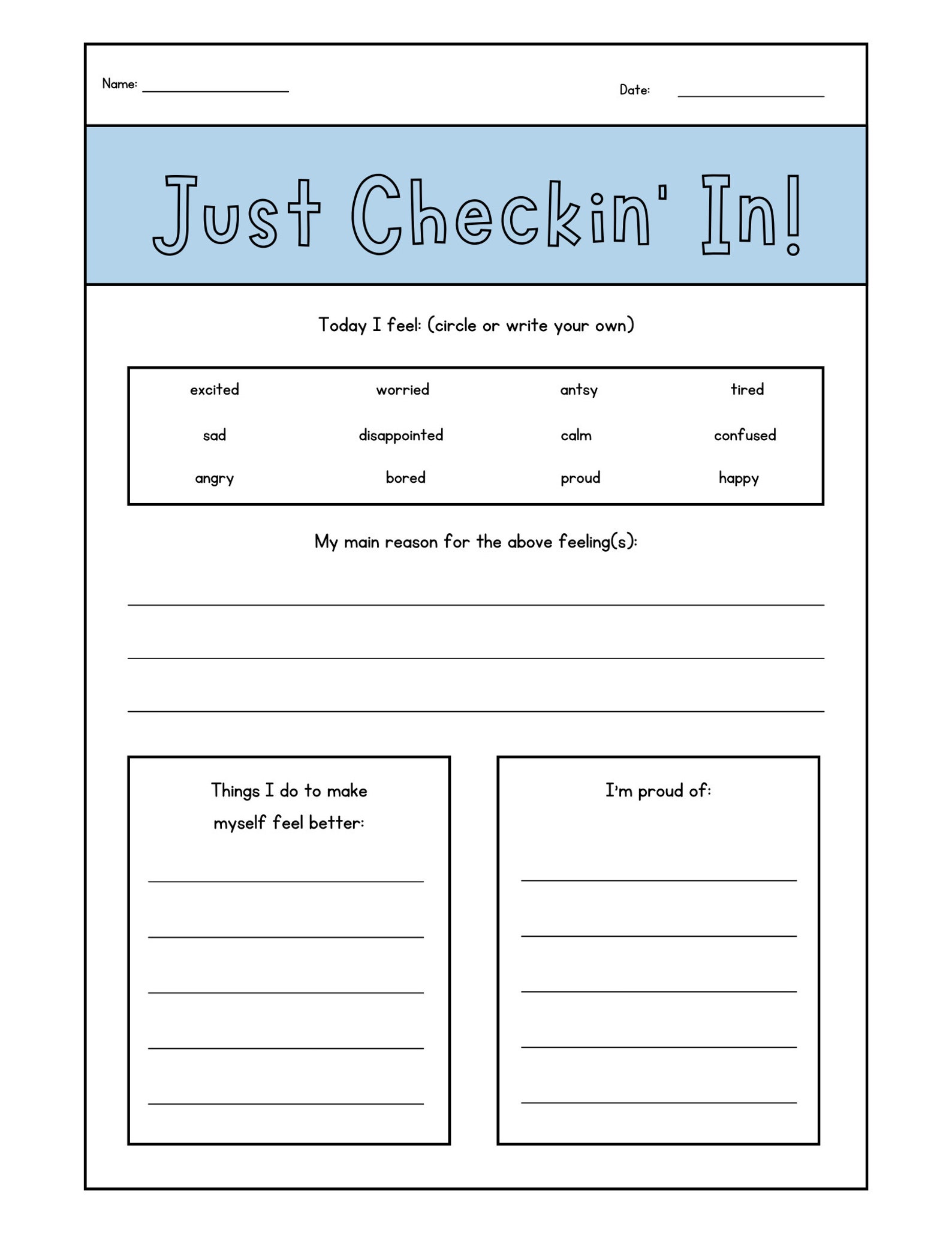 Student Wellbeing Check-in & Reflection Bundle (visuals, Emojis ...