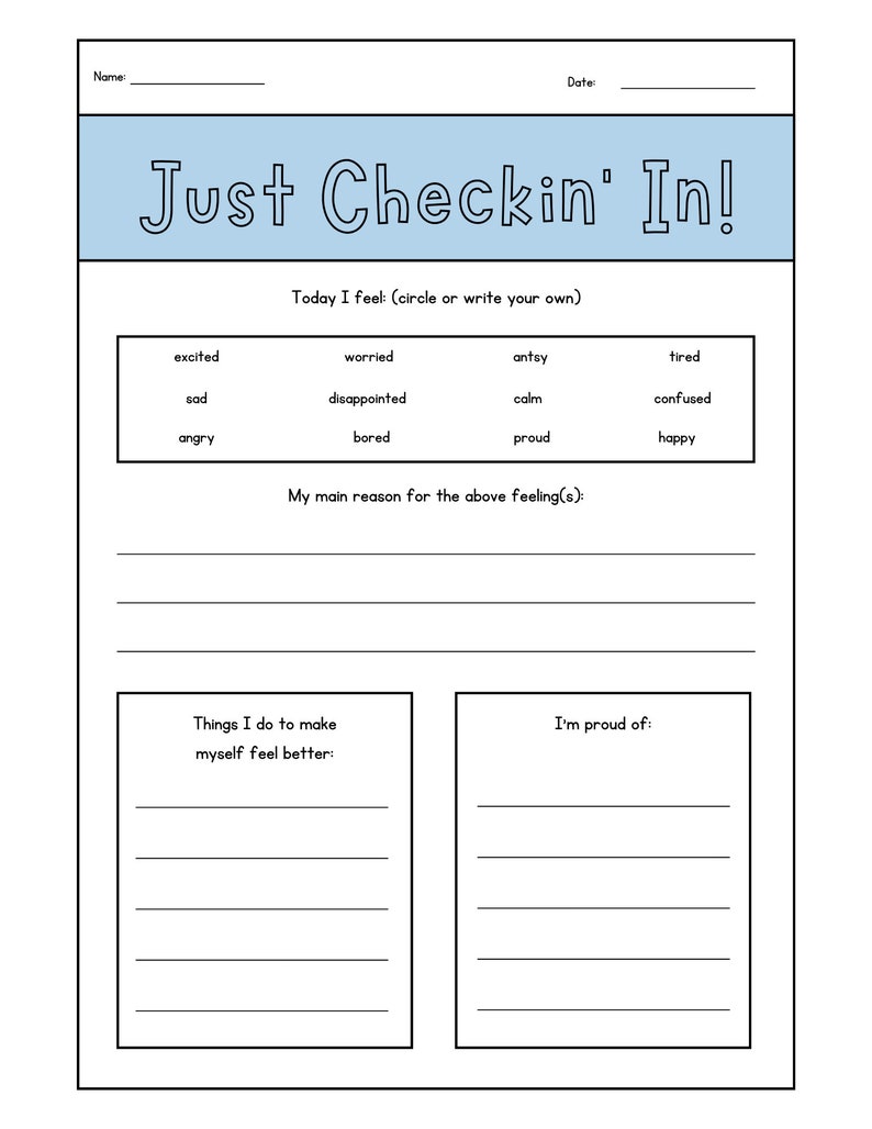 Student Wellbeing Check-in & Reflection Bundle (visuals, Emojis ...