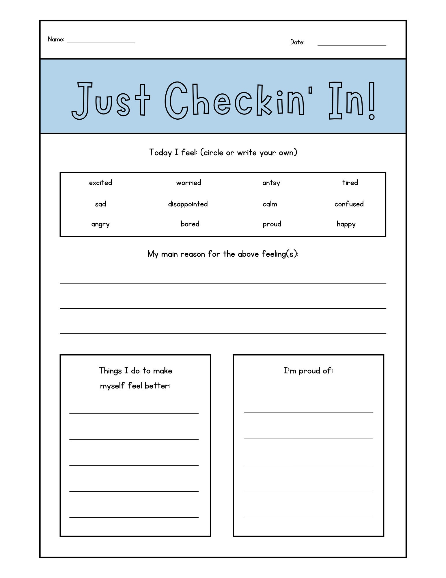 Student Wellbeing Check-in & Reflection Bundle (visuals, Emojis ...