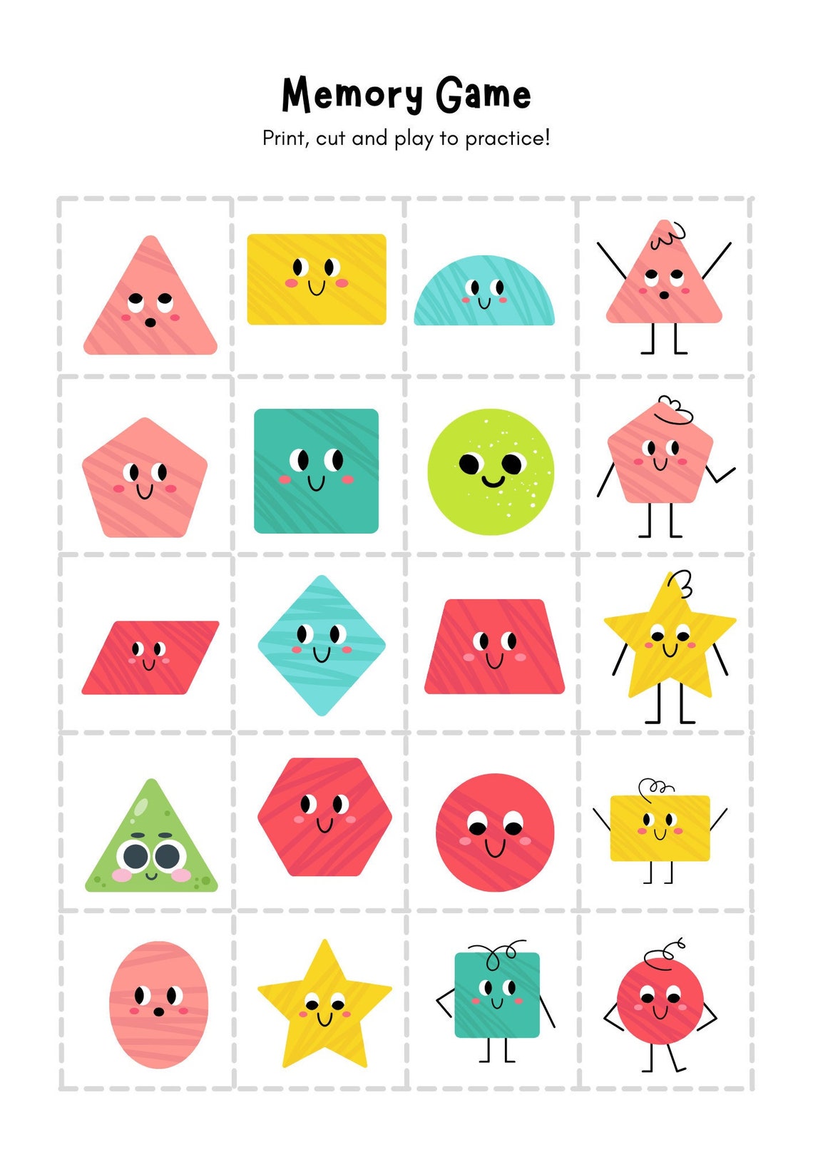 Memory Game Printable (no Prep Digital Download) - Etsy